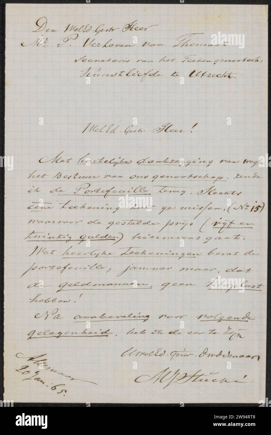 Letter to Pieter Lost from Themaat, Marinus Jacobus Stucki, 1865 letter ...