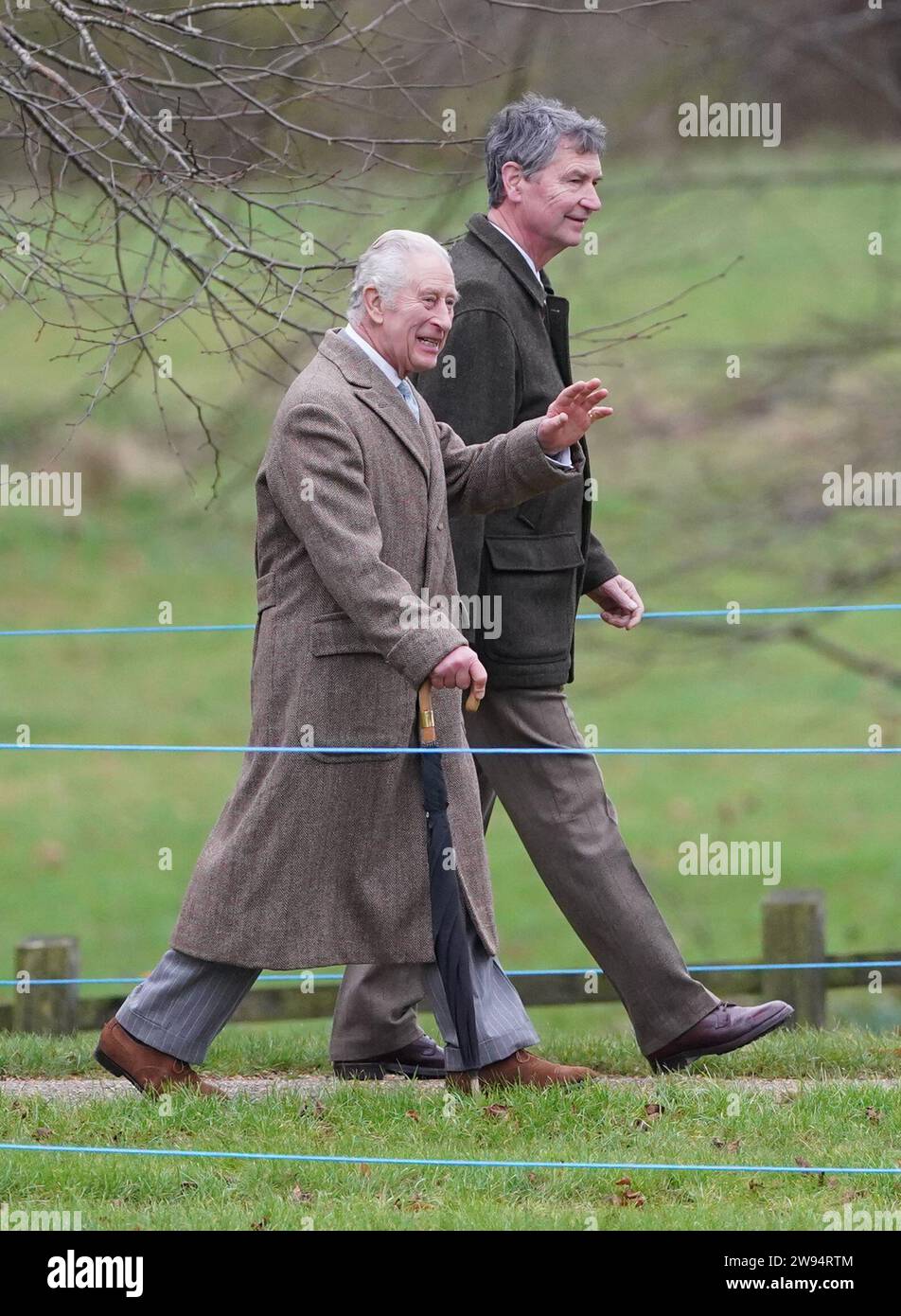 King Charles III and Vice Admiral Sir Timothy Laurence arrive on foot ...