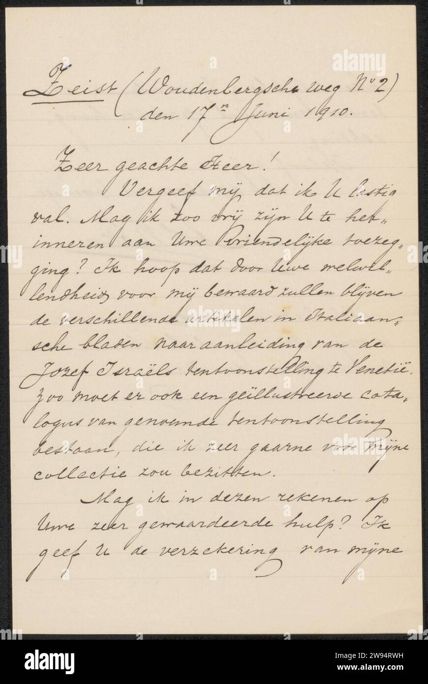 Letter to Philip Zilcken, 1910 letter Zeist ink writing (processes ...