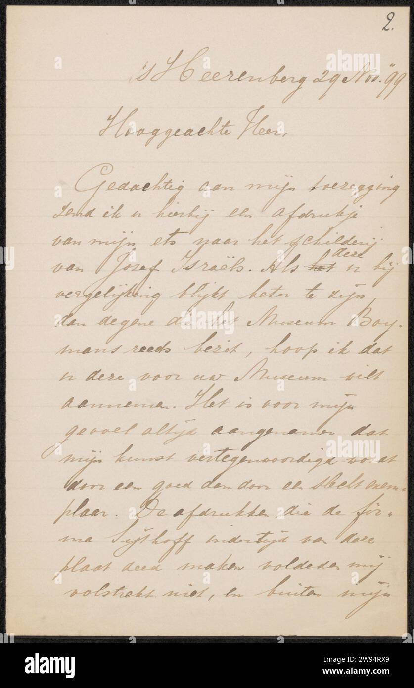 Letter to Pieter Haverkorn van Rijsewijk, Anton L. Koster, 1899 letter ...