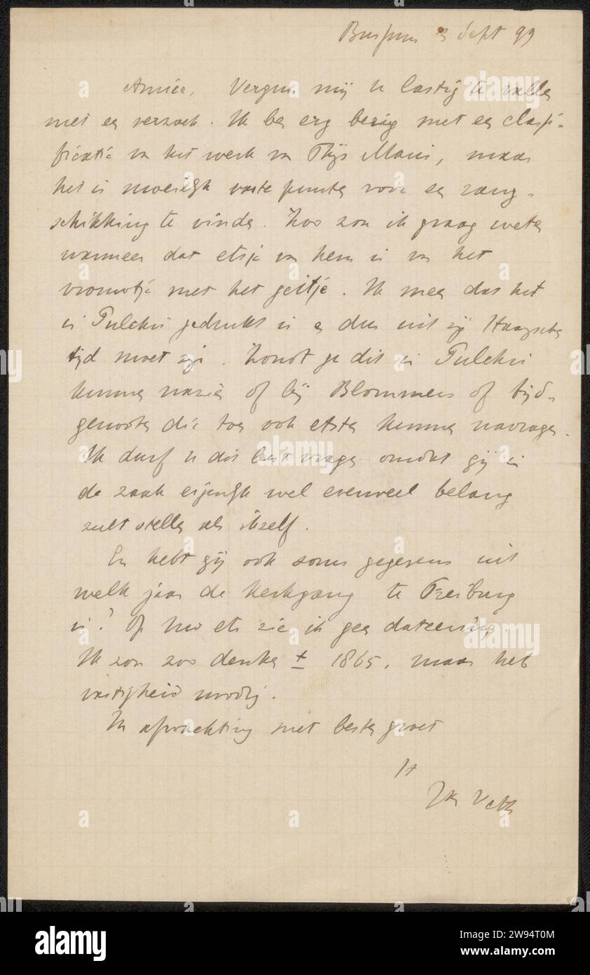 Letter to Philip Zilcken, Jan Veth, 1899 letter Bussum ink writing ...