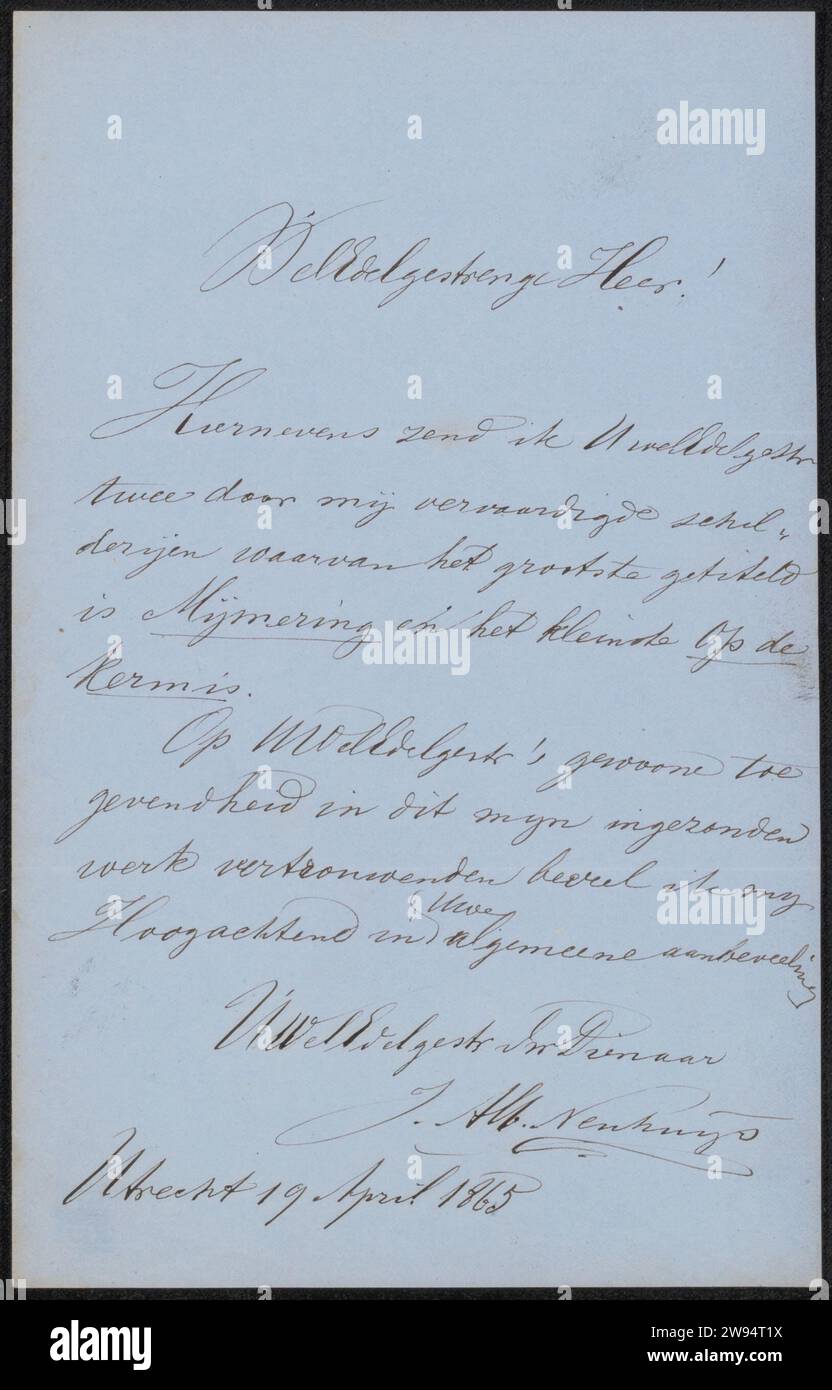 Letter to Anonymous, Albert Neuhuys (1844-1914), 1865 letter Utrecht ...