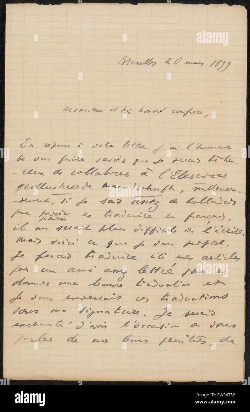 Letter to Philip Zilcken, 1899 letter Brussels ink writing (processes ...