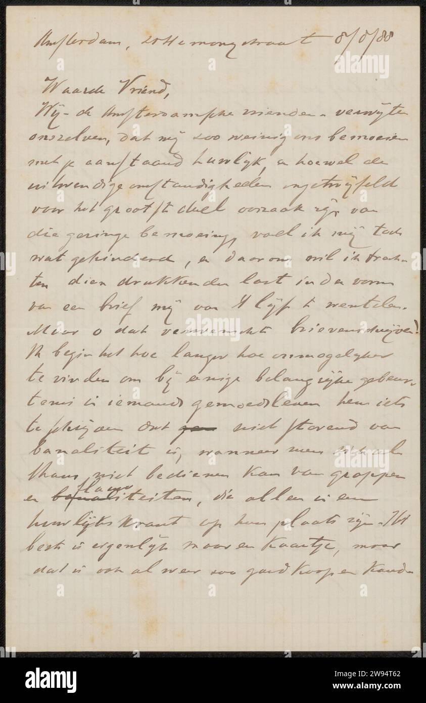 Letter to Jan Veth, Chap van Deventer, 1888 letter Amsterdam paper. ink ...