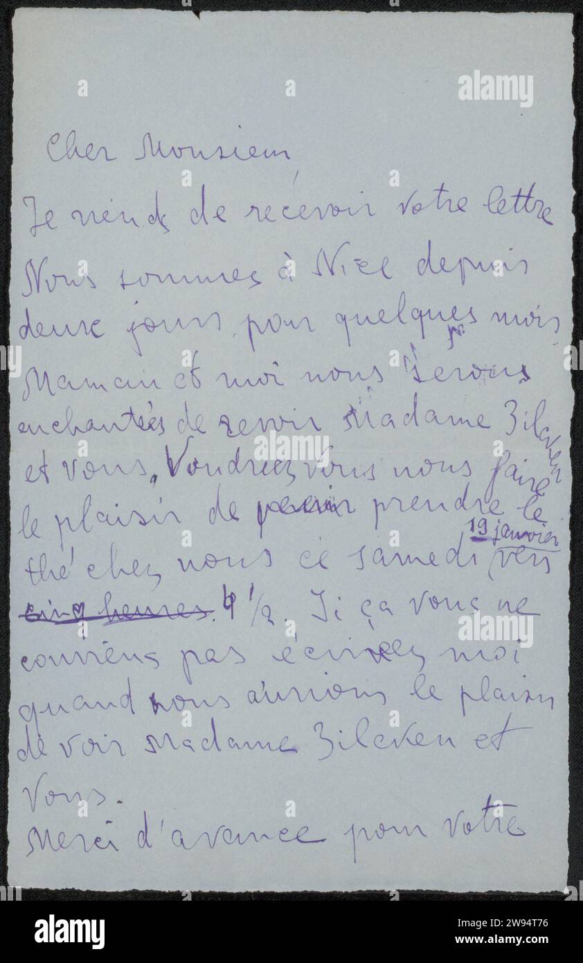 Letter Aan Philip Zilcken, Marianne von der Launitz, in or Before c ...