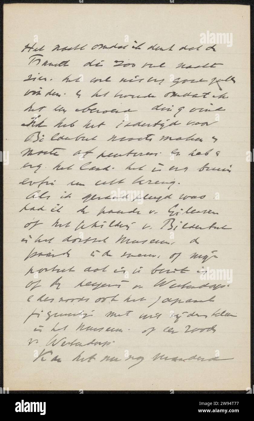 Letter to Jan Veth, George Hendrik Breitner, 1921 letter Amsterdam ink ...