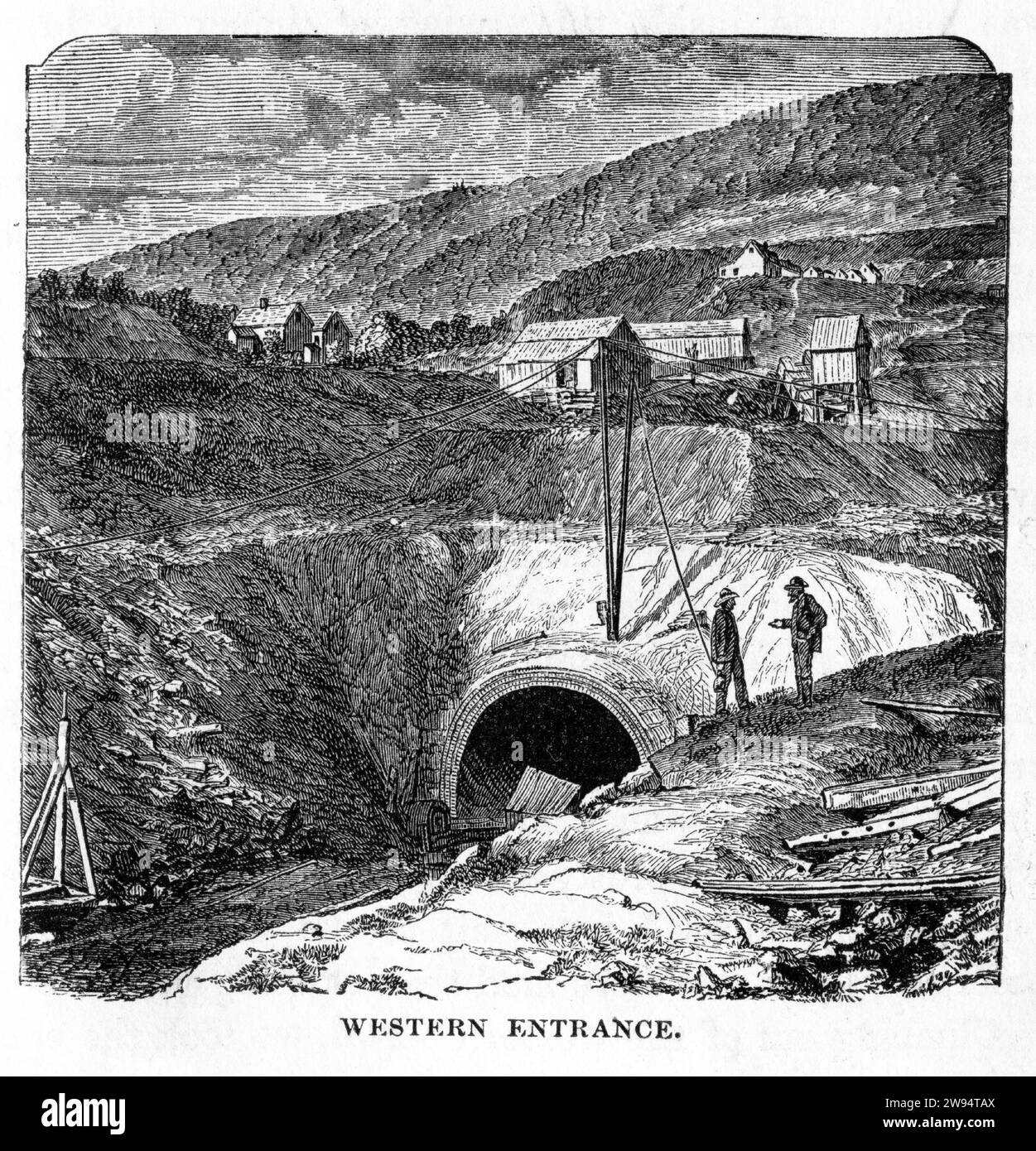 Engraving of the western entrance of the Hoosac Tunnel (also called ...