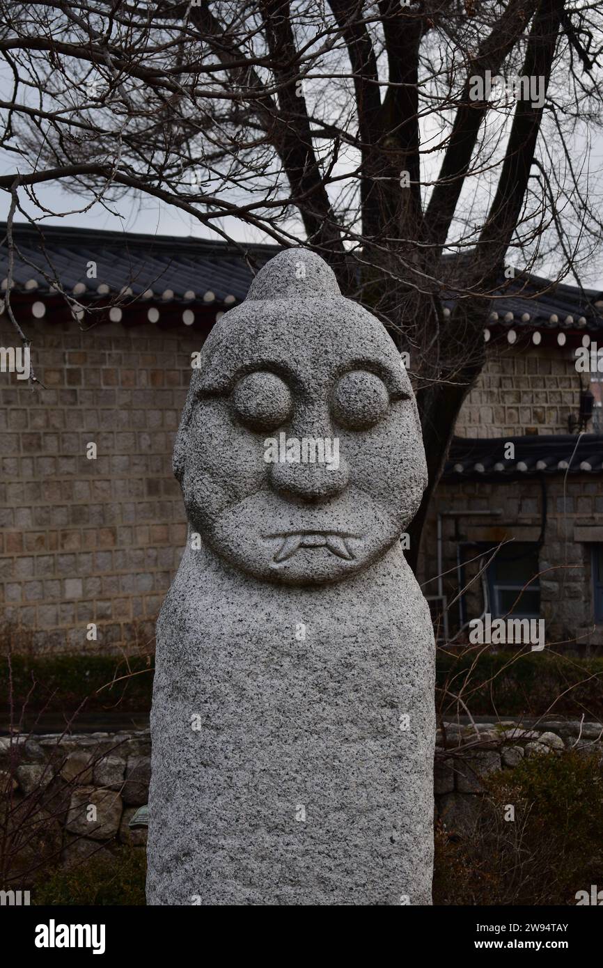 Traditional medieval Korean stone statue in the garden of the National ...