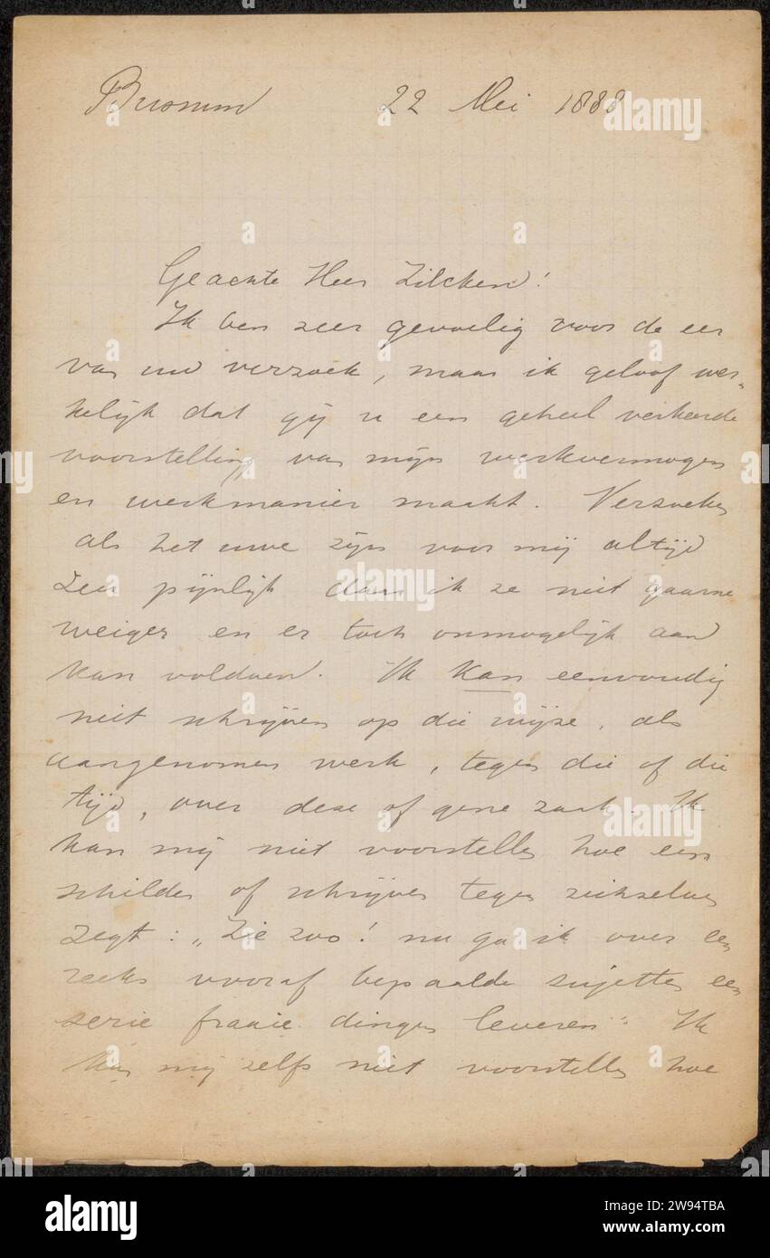 Letter to Philip Zilcken, 1888 letter Bussum ink writing (processes ...