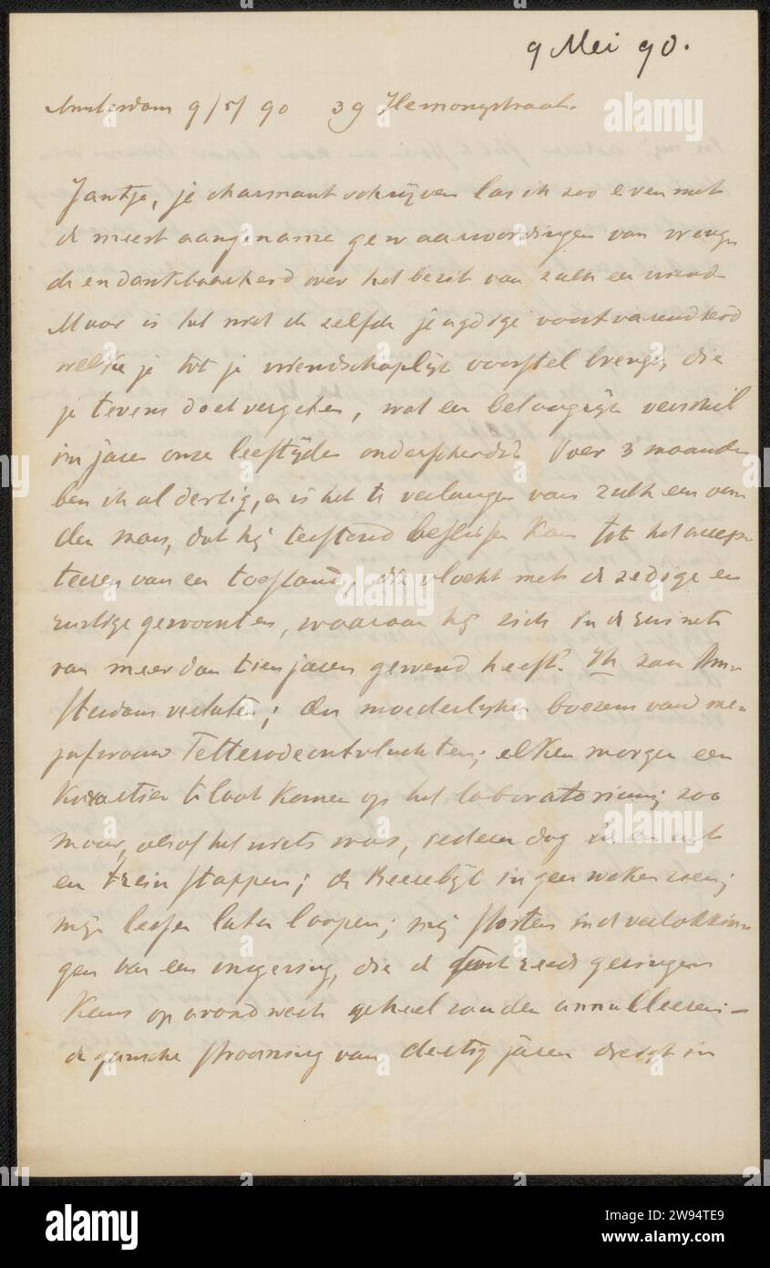 Letter to Jan Veth, Chap van Deventer, 1890 letter Amsterdam paper. ink ...