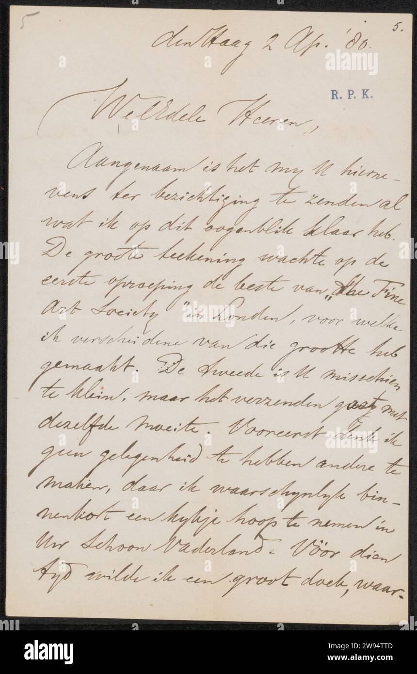 Letter to Frans Buffa and Sons, Willem Carel Nakken, 1880 letter The ...