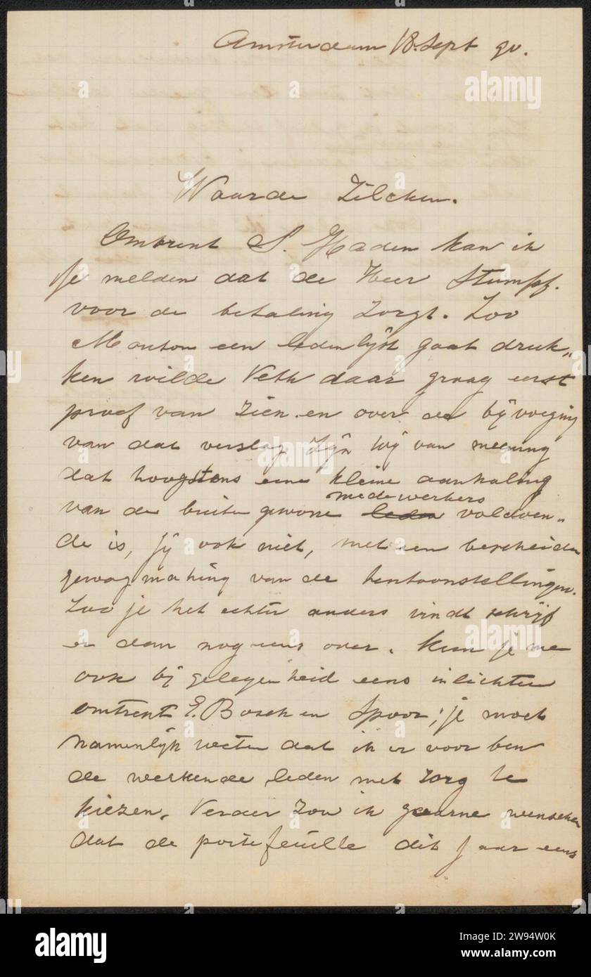 Letter to Philip Zilcken, 1890 letter Amsterdam ink writing (processes ...