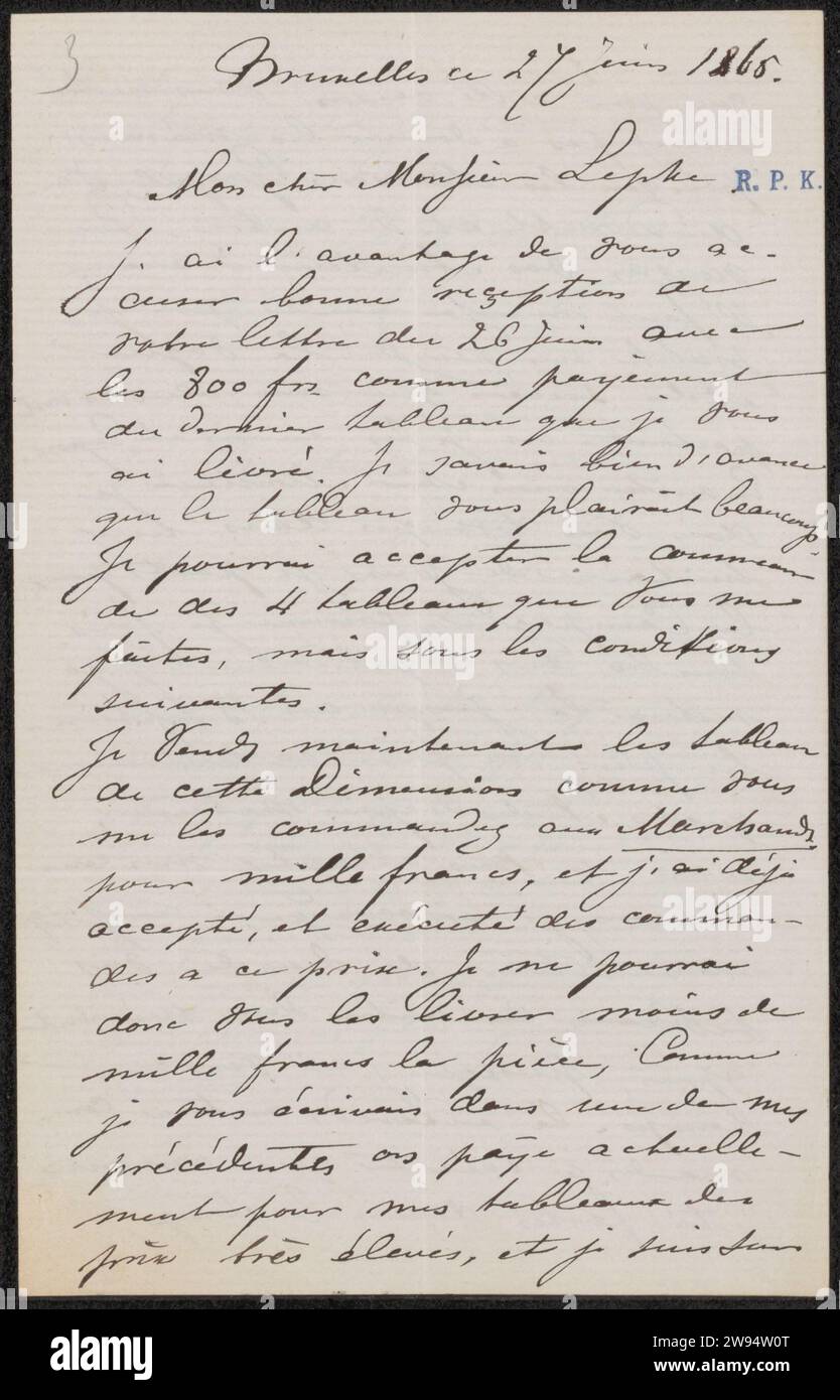 Letter to Rudolph Lepke, Johannes Hubertus Leonardus de Haas, 1865 ...