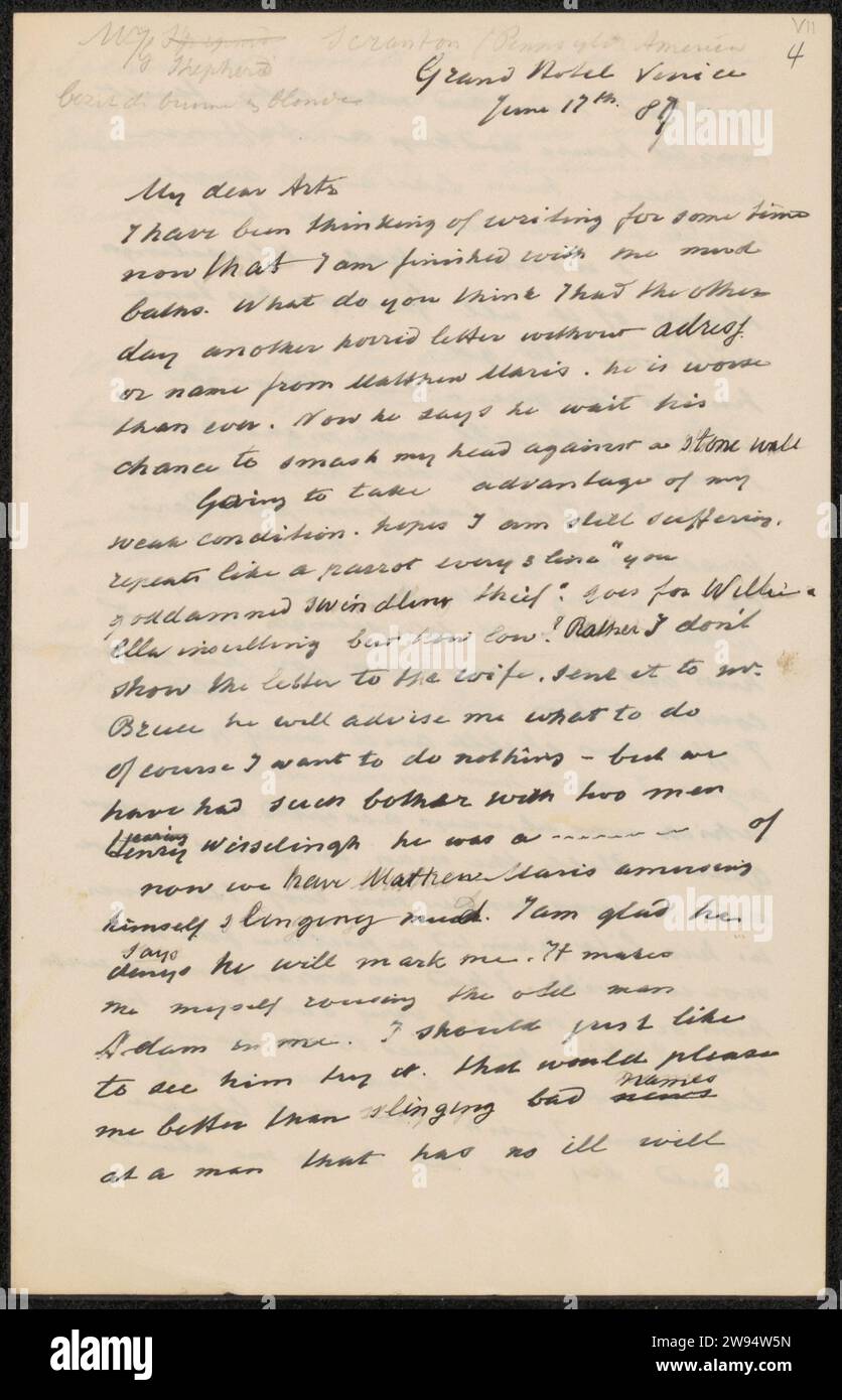 Transcription of a letter to David Adolph Constant Artz, Pieter ...
