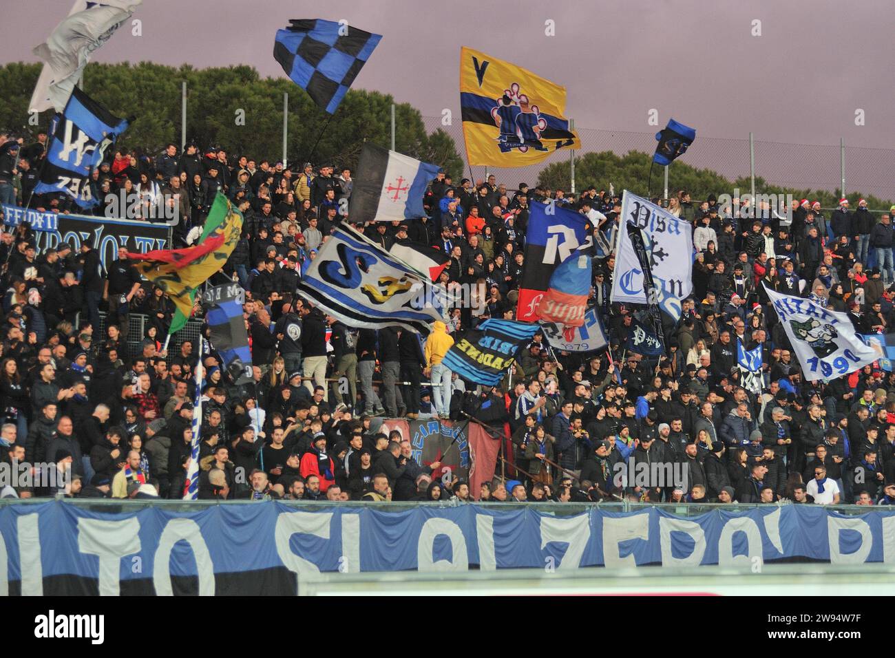 Pisa, Italy. 23rd Dec, 2023. Fans of Pisa during Pisa SC vs Ascoli ...