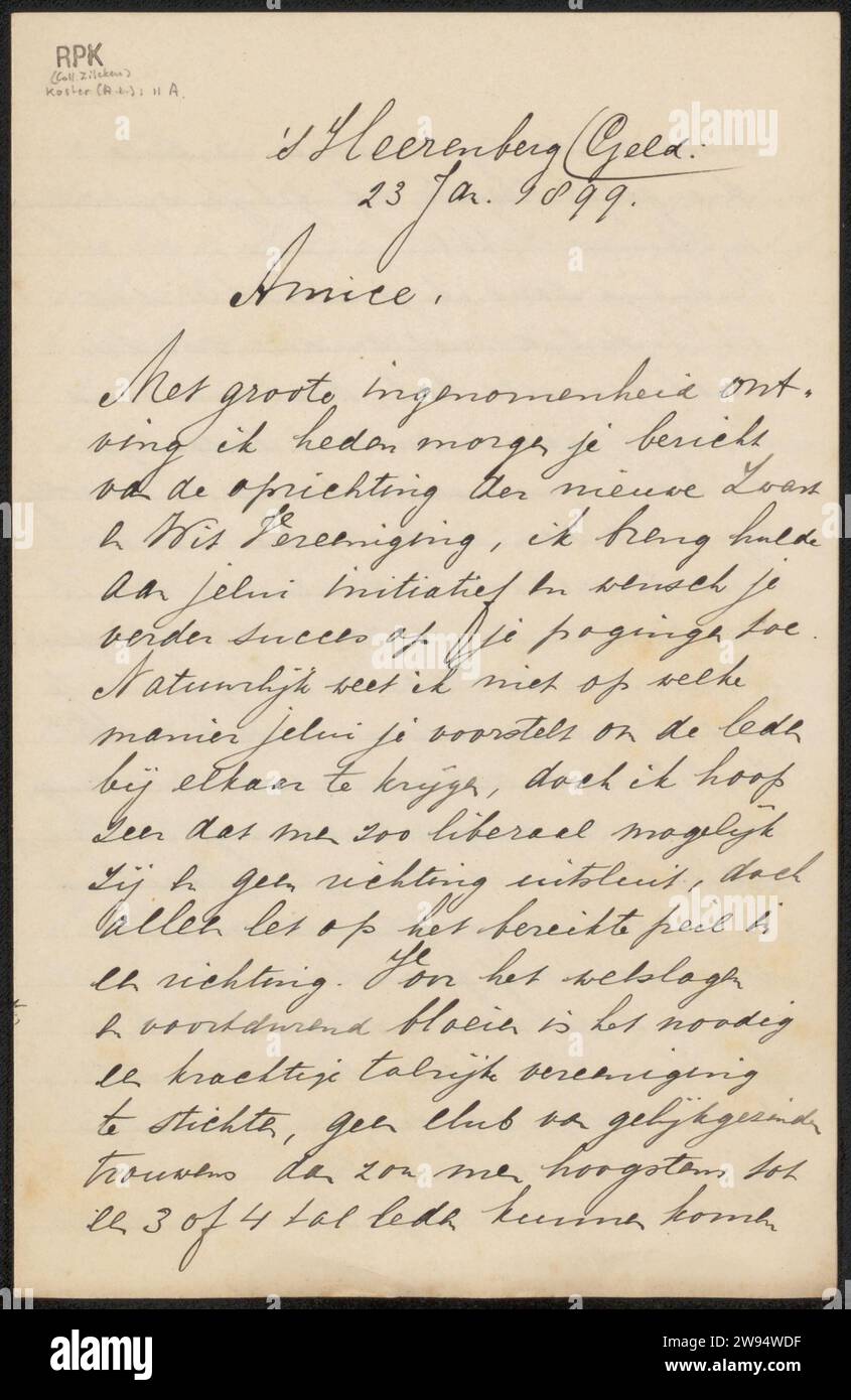 Letter to Philip Zilcken, 1899 letter Letter contains a list of names ...