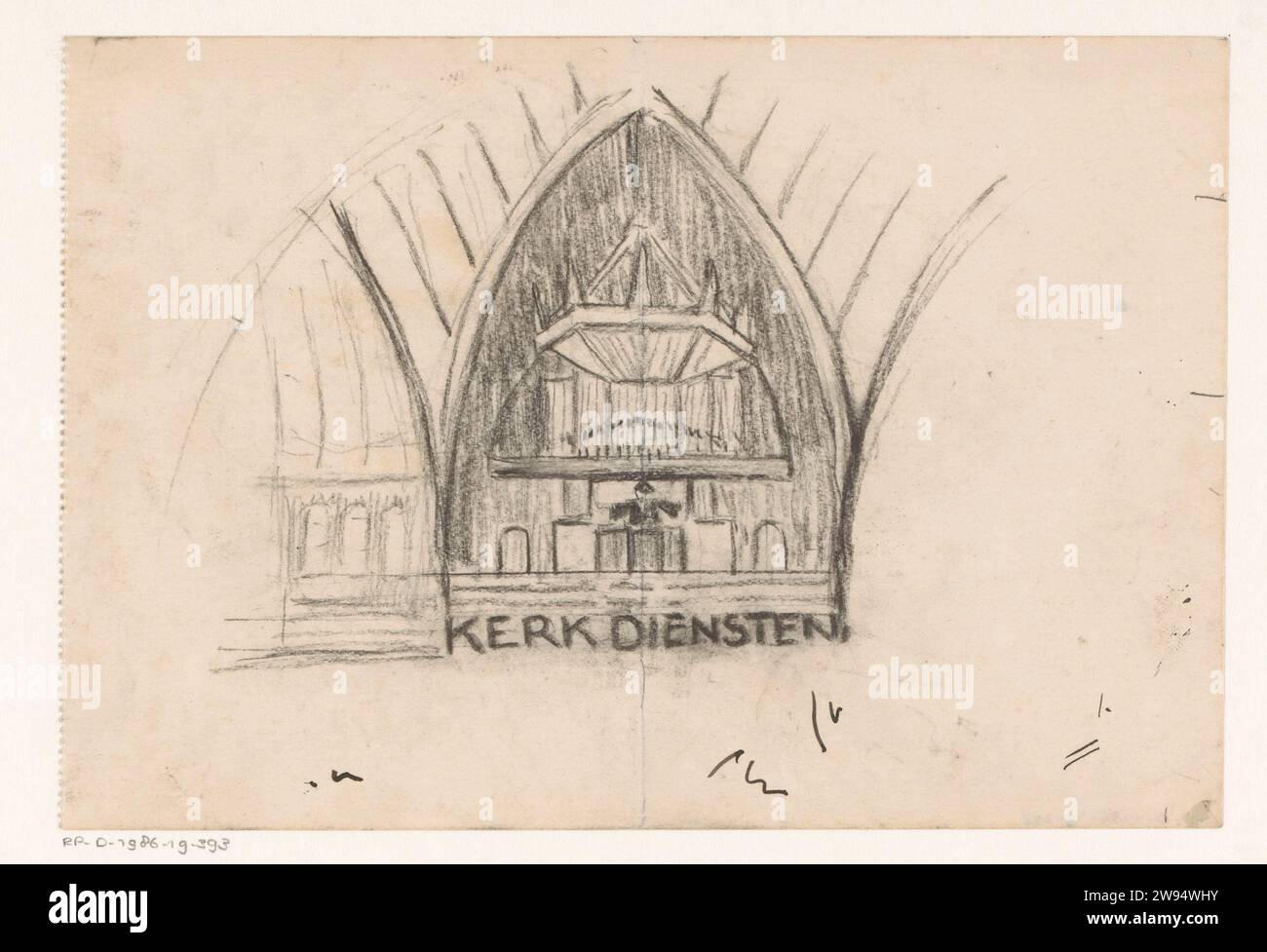 Church interior with pastor behind the pulpit, Reinier Willem Petrus de ...