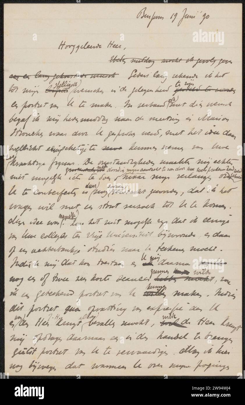 Letter to Abraham Kuyper, Jan Veth, 1890 letter Bussum ink writing ...