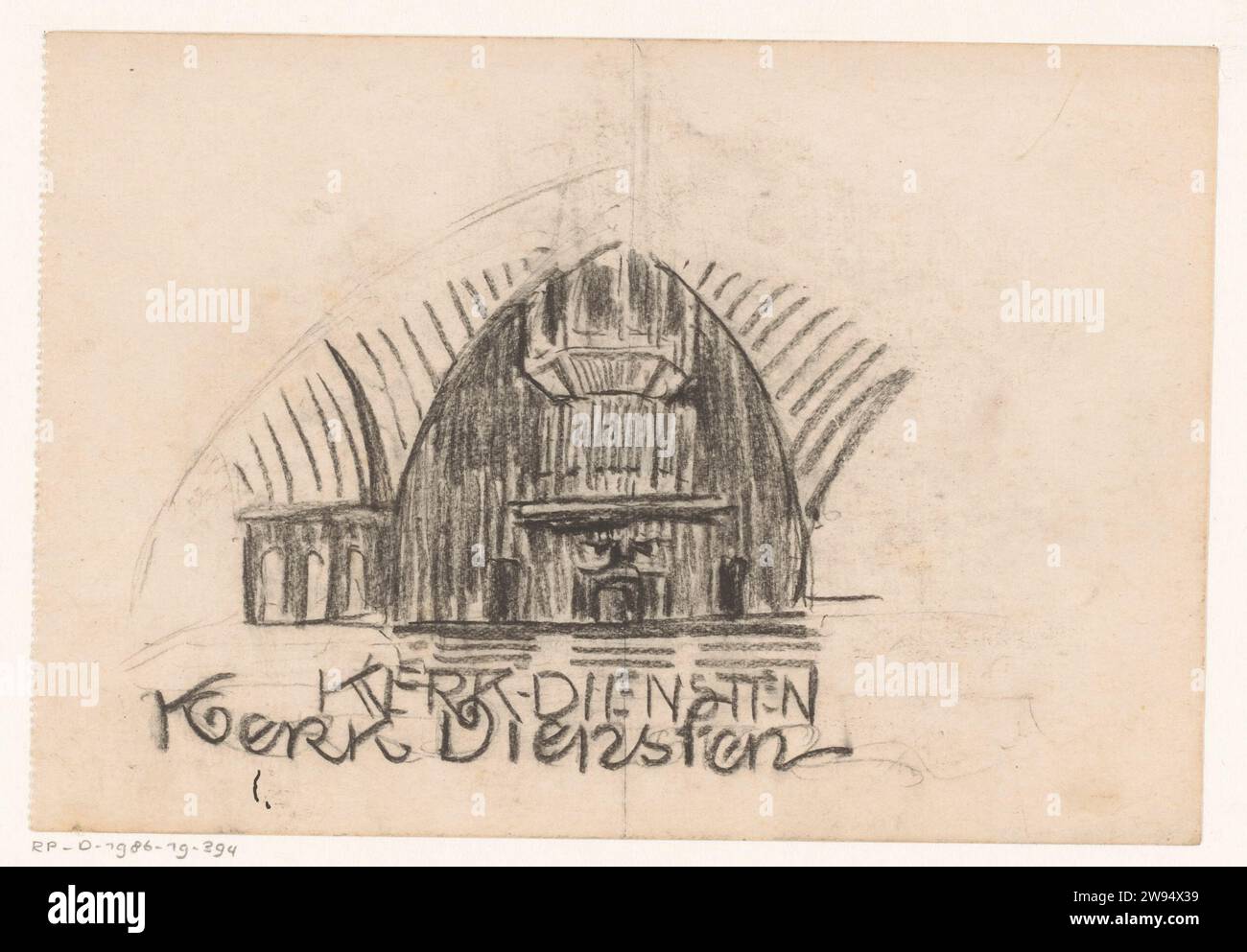 Church interior with pastor behind the pulpit, Reinier Willem Petrus de ...