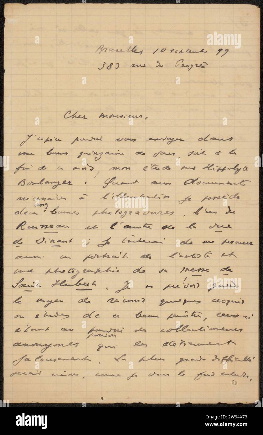 Letter to Philip Zilcken, 1899 letter Brussels ink writing (processes ...