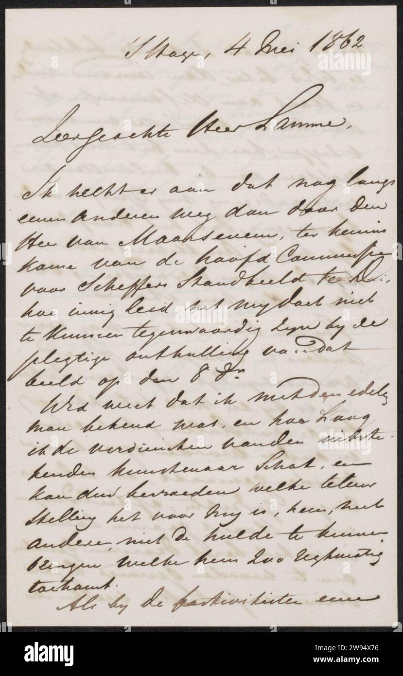 Letter to Ary Johannes Lamme, Jean Zacherie Mazel, 1862 letter The ...