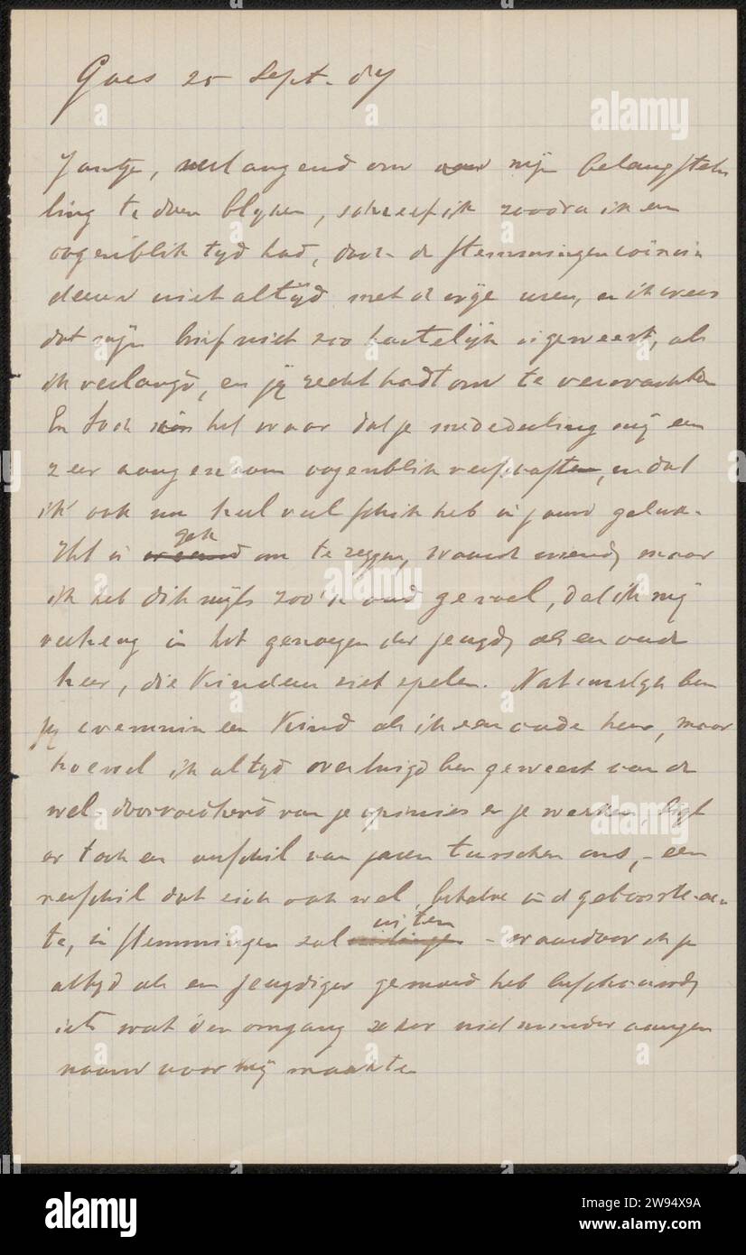 Letter to Jan Veth, Chap van Deventer, 1887 letter Goes ink writing ...