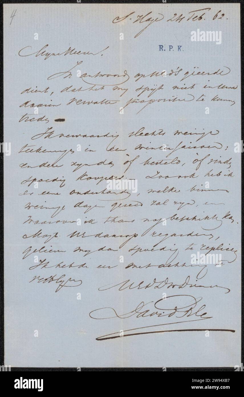 Letter to Frans Buffa and Sons, David Bles, 1862 letter The Hague paper ...