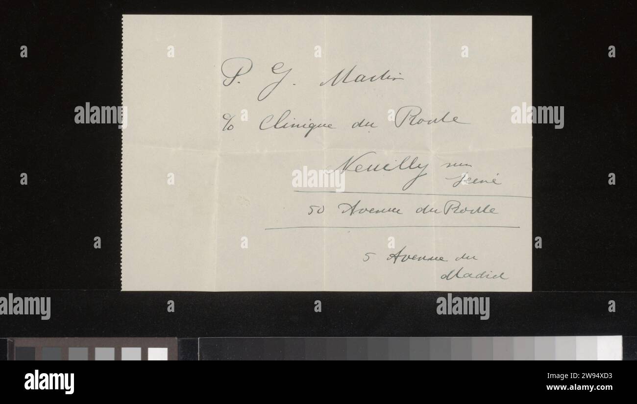 Letter to Andries Bonger, Pierre-Georges Martin, 1934 letter Neuilly ...