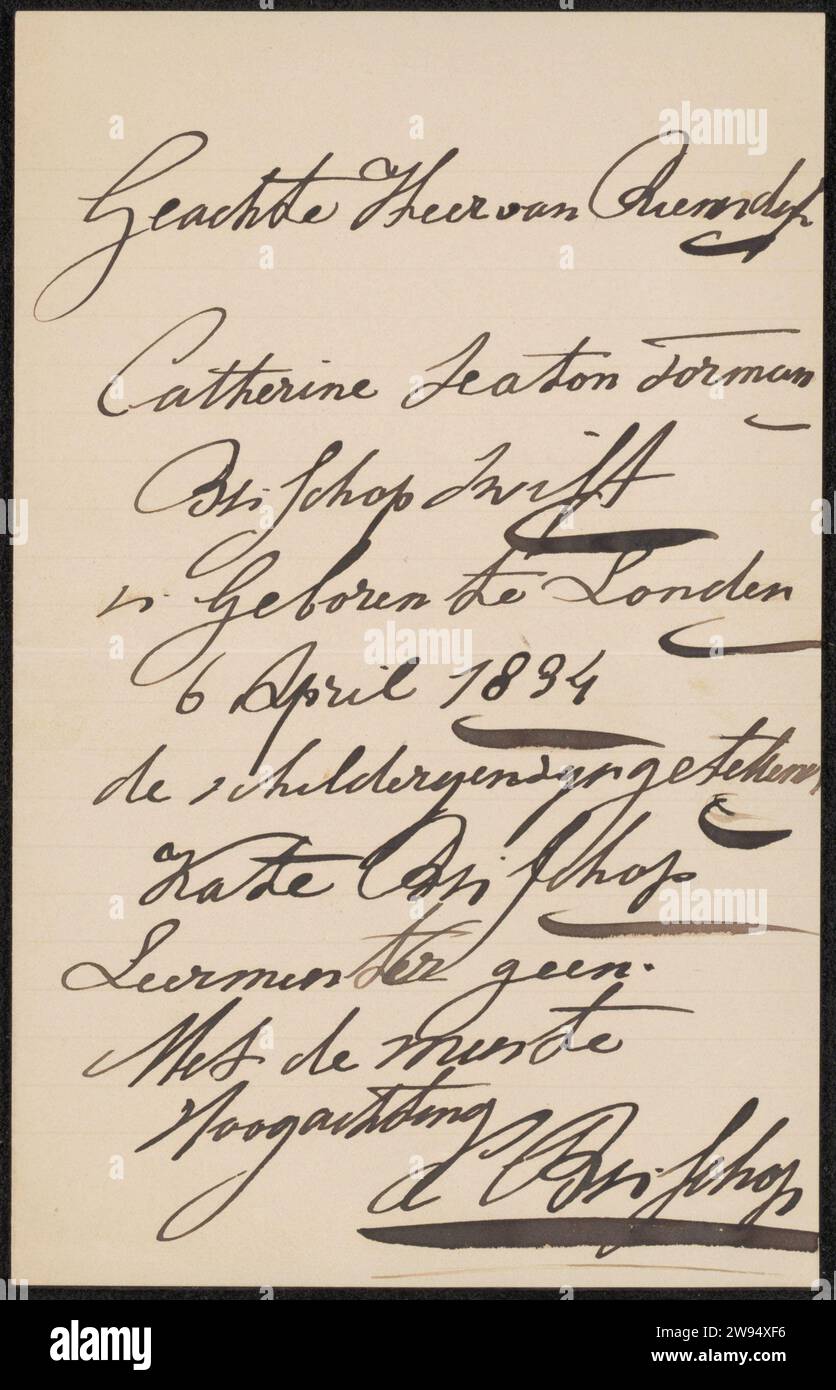 Letter to Jonkheer Barthold Willem Floris van Riemsdijk, Christoffel ...