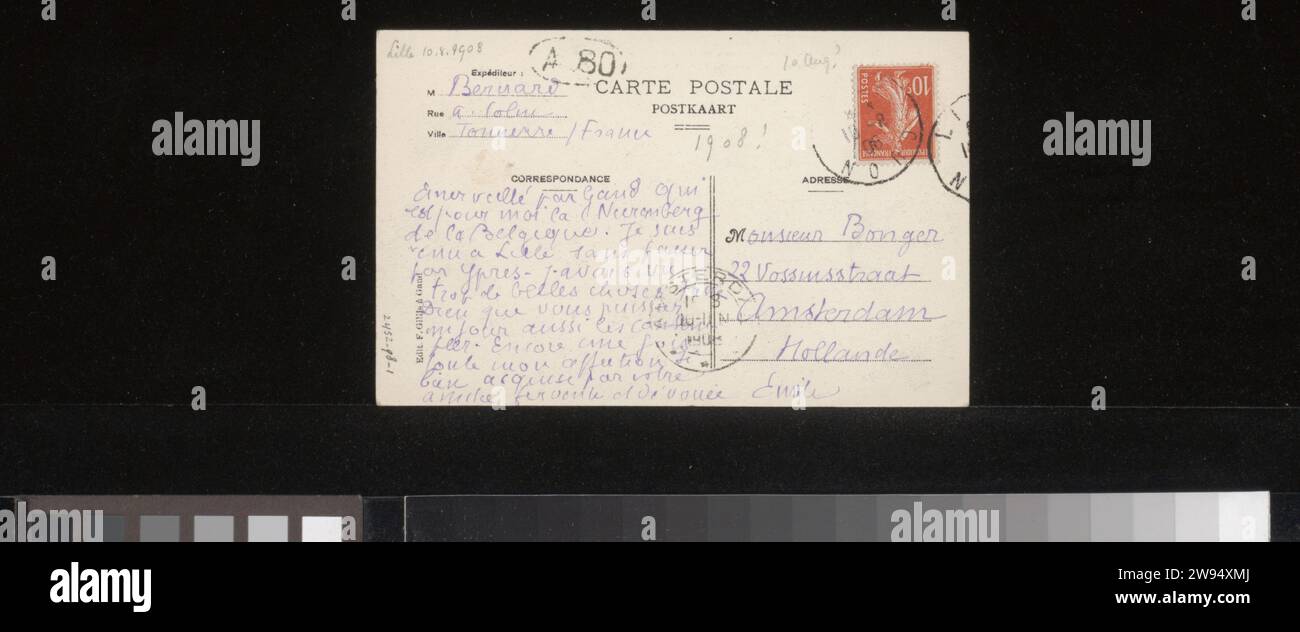 Postcard on Andries Bonger, Émile Bernard, in or before 1908 ...