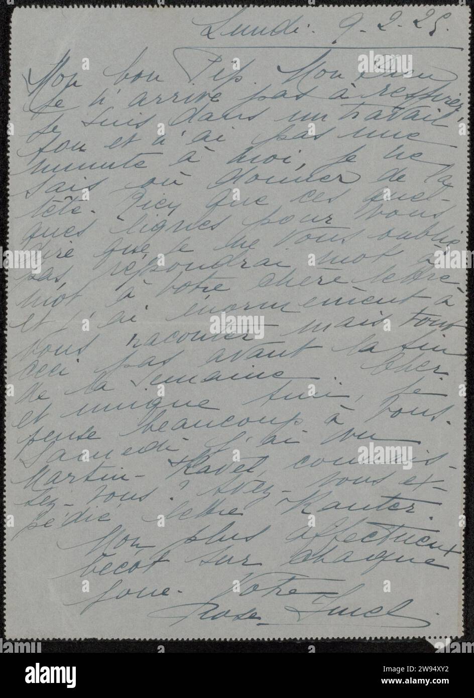 Letter to Philip Zilcken, 1925 letter Paris paper. ink writing ...