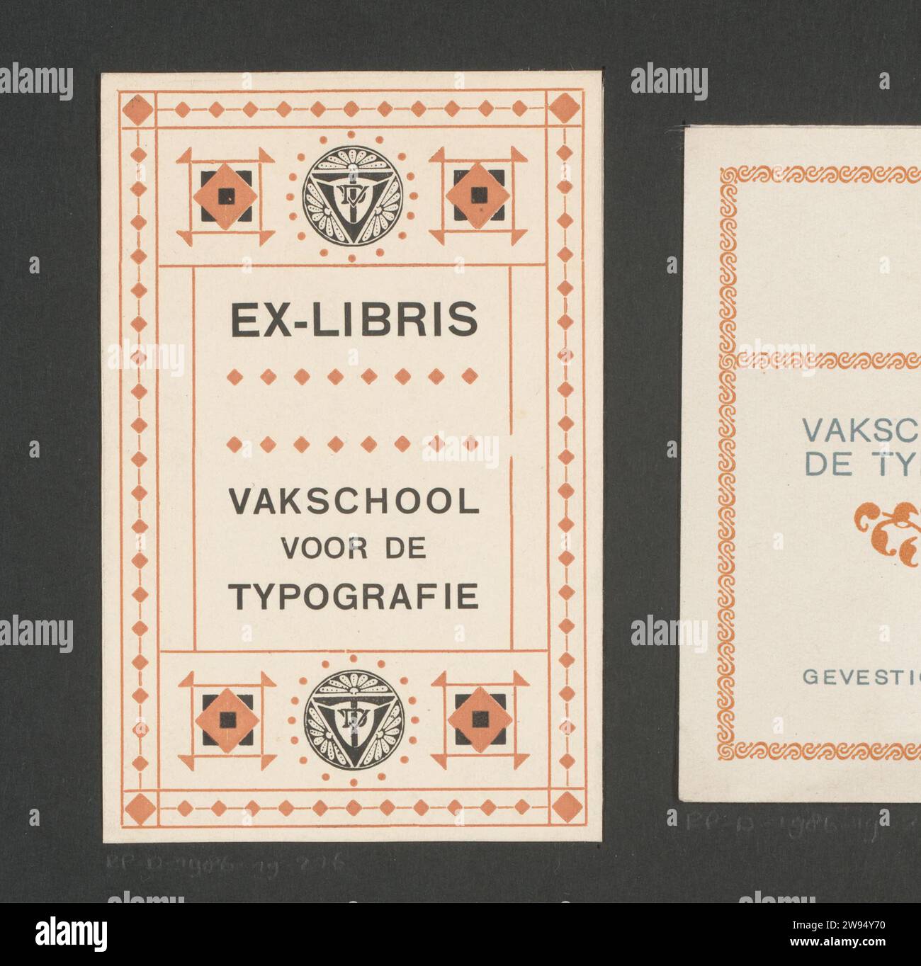Ex Libris of the Vakschool for Typography, Reinier Willem Petrus de Vries (1874-1953) (Possible ...