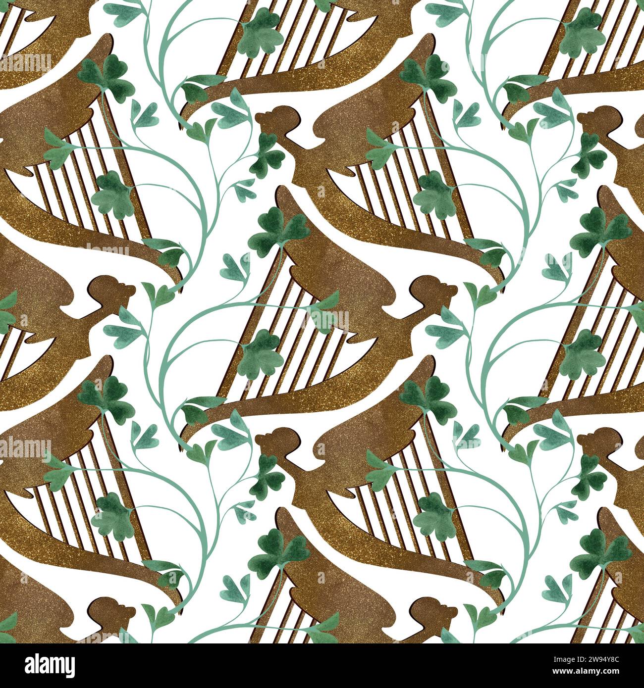Seamless pattern with symbols of Ireland. Wrapping paper for St ...
