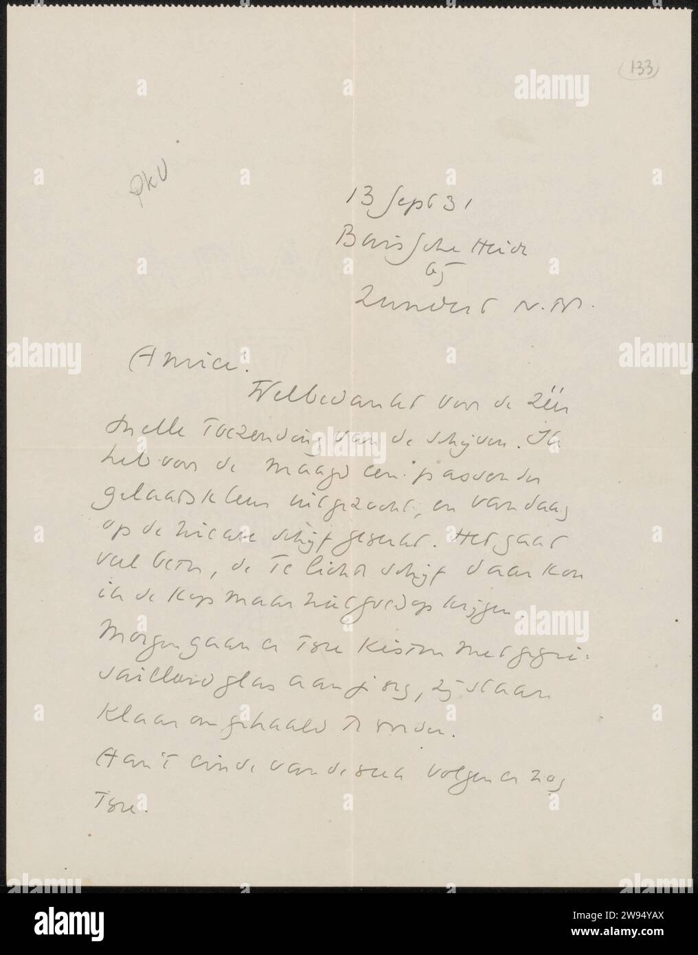 Letter to Willem Bogtman, Richard Nicolaüs Roland Holst, 1931 letter ...