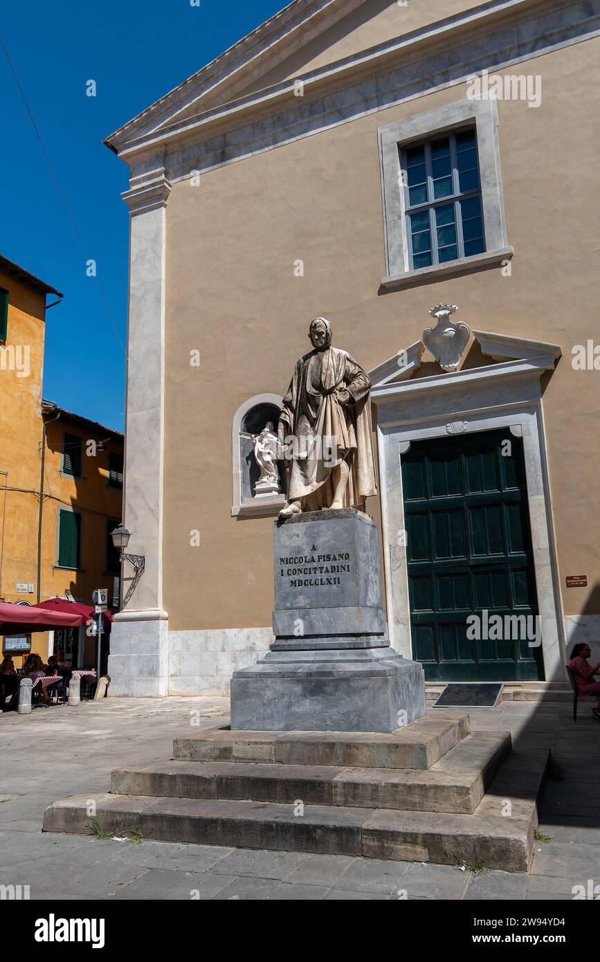 Italy, Pisa, July 26, 2023. Statue of Nicola Pisano, Italian architect ...
