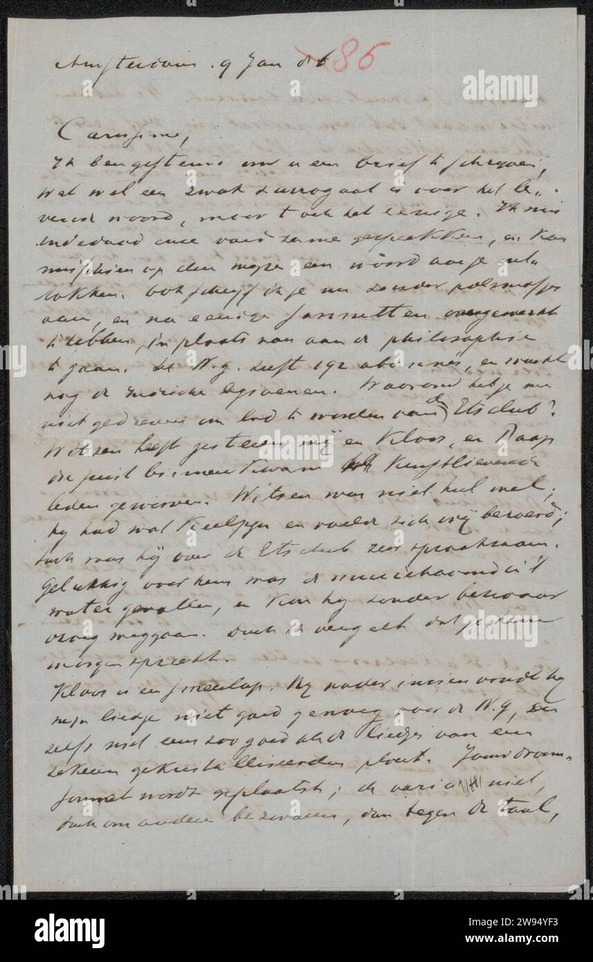 Letter to Jan Veth, Chap van Deventer, 1886 letter Amsterdam paper. ink ...