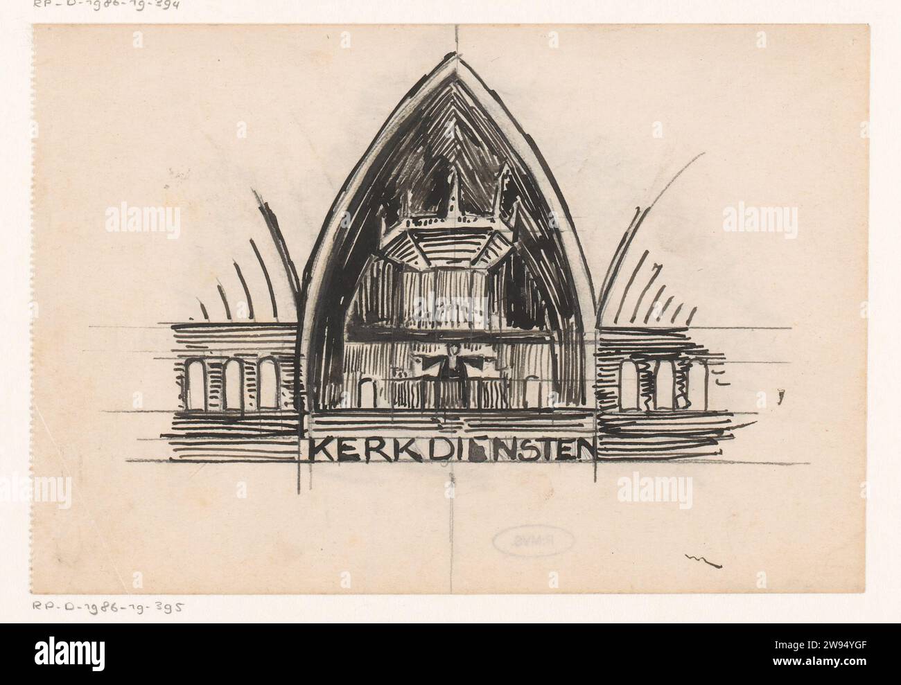 Church interior with pastor behind the pulpit, Reinier Willem Petrus de ...