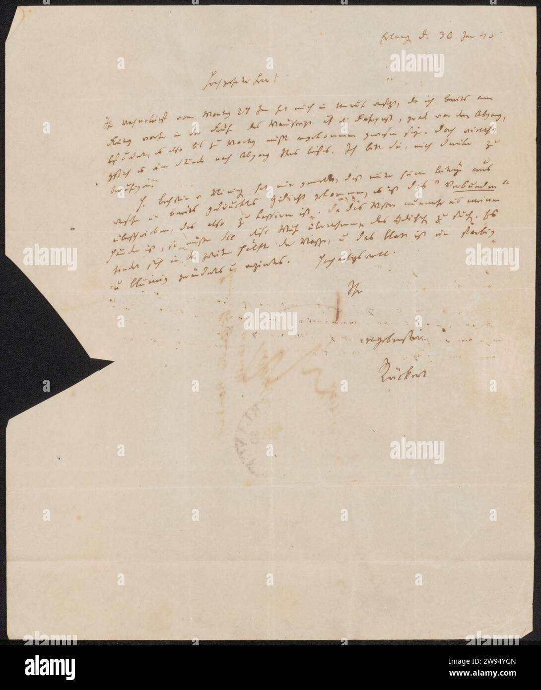 Letter Aan Bernhard Tauchnitz, Friedrich Rückert, 1840 letter paper ...