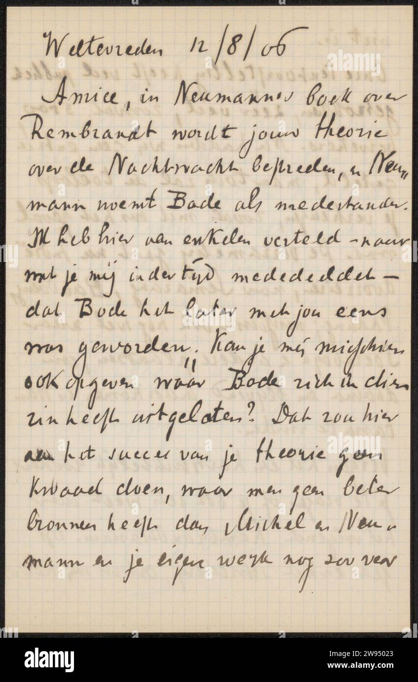 Letter to Jan Veth, Chap van Deventer, 1906 letter Welted people ink ...