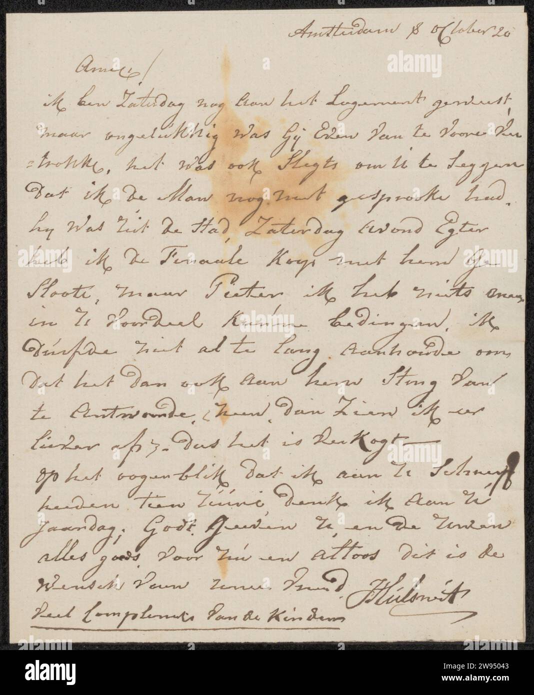Letter to Pieter Gerardus van Os, Jan Hulswit, 1820 letter Amsterdam ...
