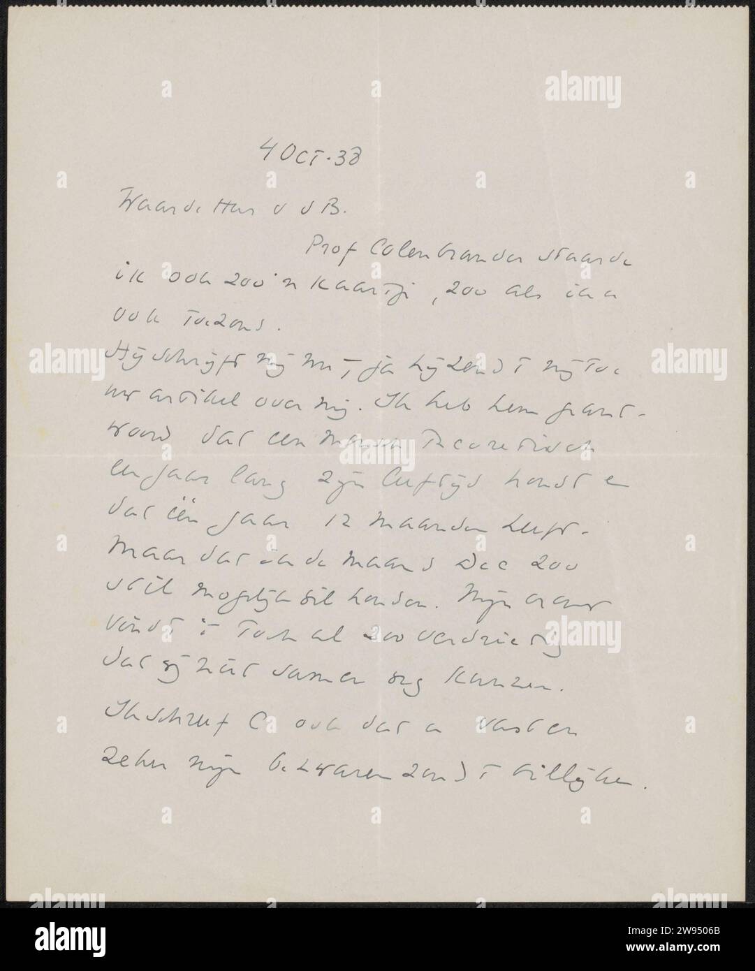 Letter to A. van der Boom, Richard Nicolaüs Roland Holst, 1938 letter ...