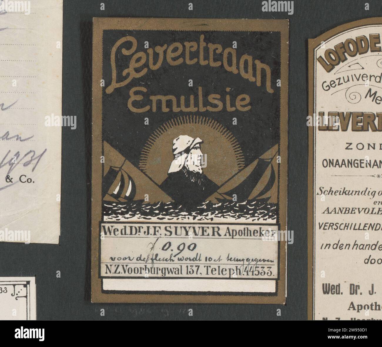 Pharmacy label for liver transport, Anonymous, After Reinier Willem ...