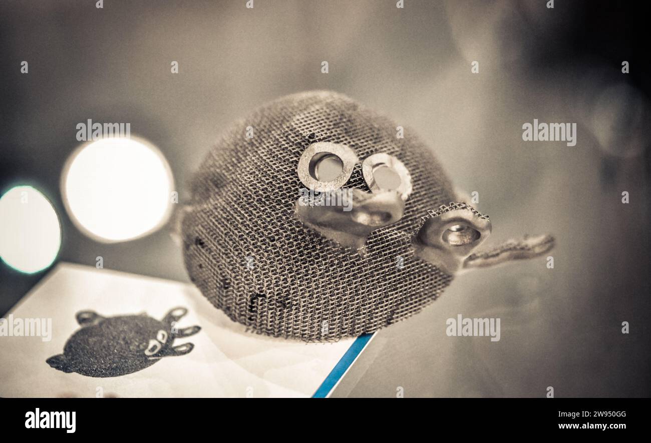 Selective Laser Melting. Object printed on metal 3d printer. Model ...