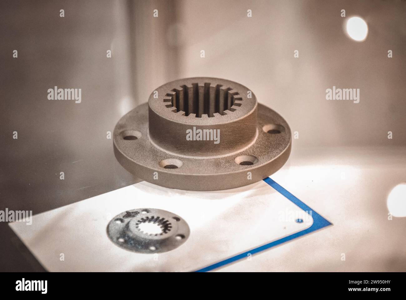 Selective Laser Melting. Object printed on metal 3d printer. Model ...