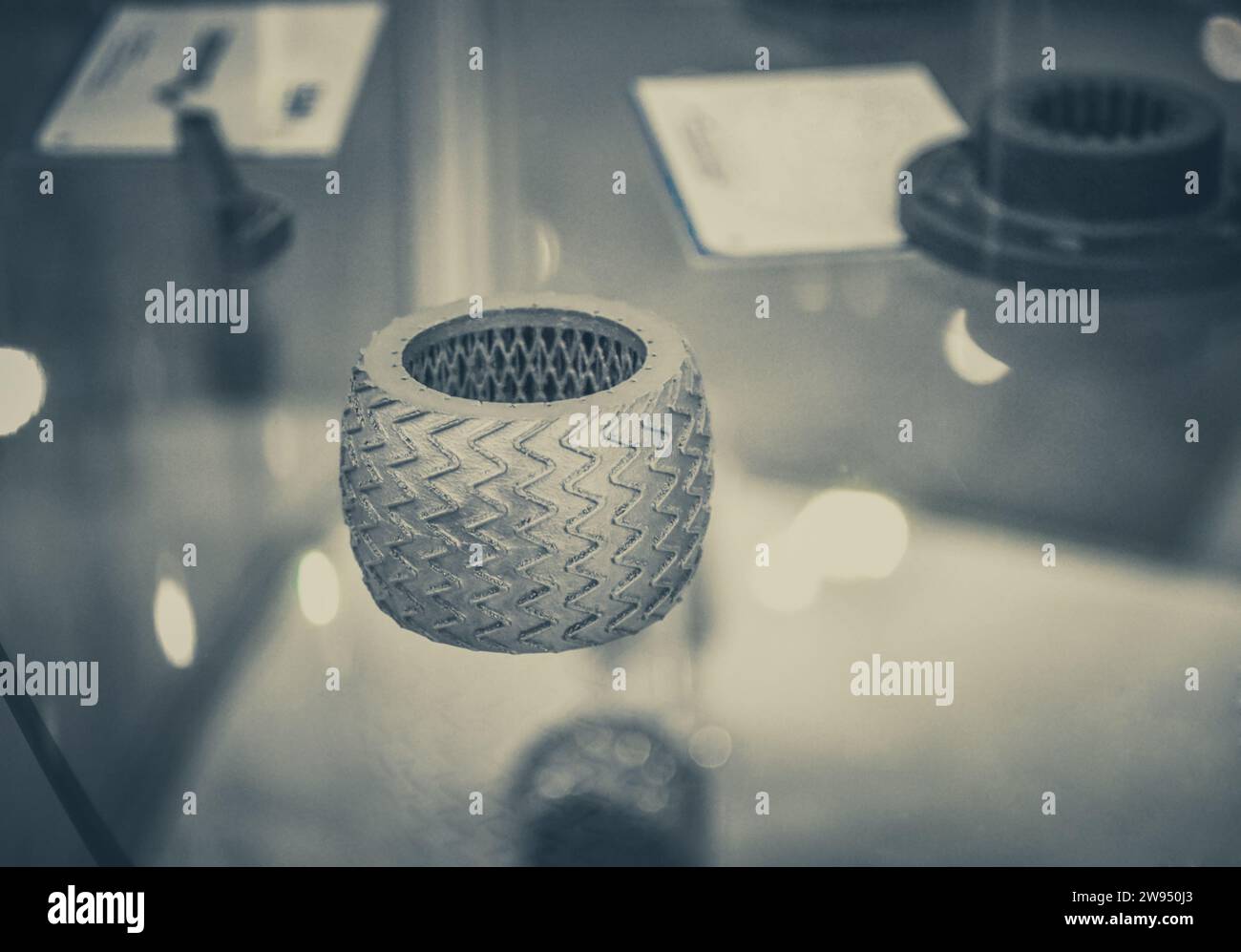 Selective Laser Melting. Object printed on metal 3d printer. Model ...