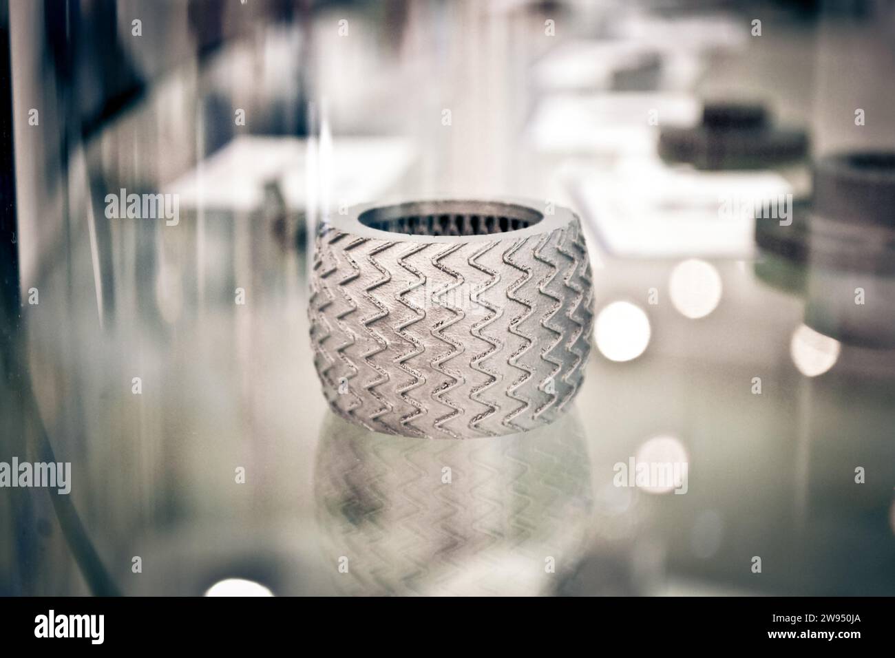 Selective Laser Melting. Object printed on metal 3d printer. Model ...