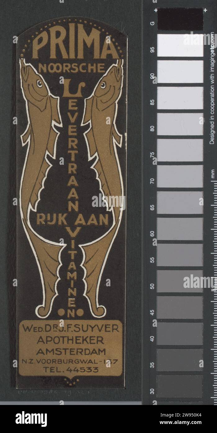 Design for a pharmacy label for liver transport mulls, Reinier Willem ...