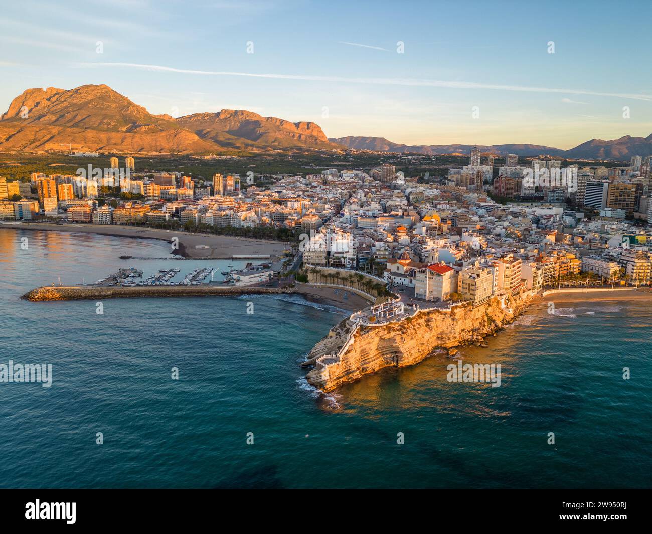 Aerial drone photo of the old city centre in Benidorm. Benidorm is a ...