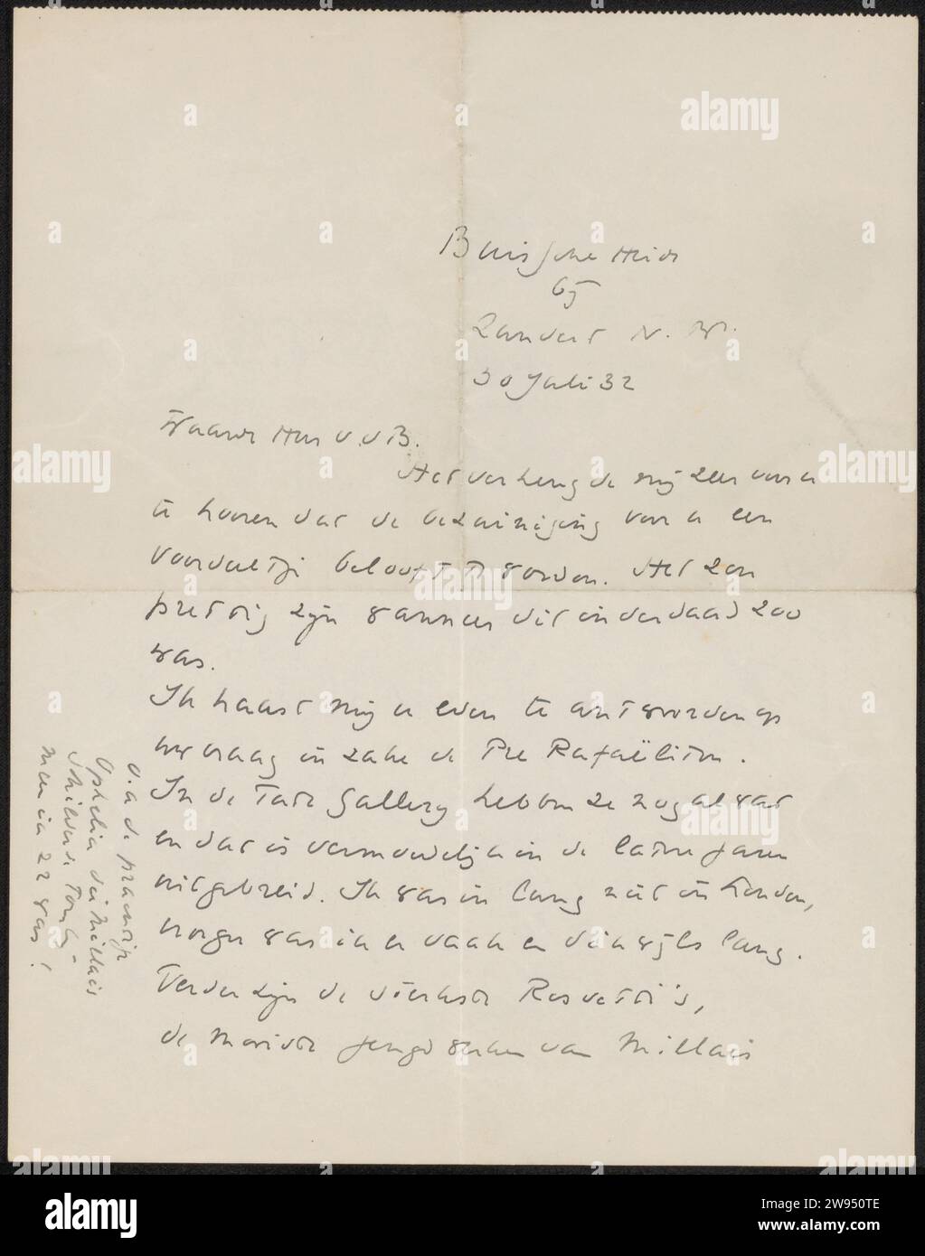 Letter to A. van der Boom, Richard Nicolaüs Roland Holst, 1932 letter ...