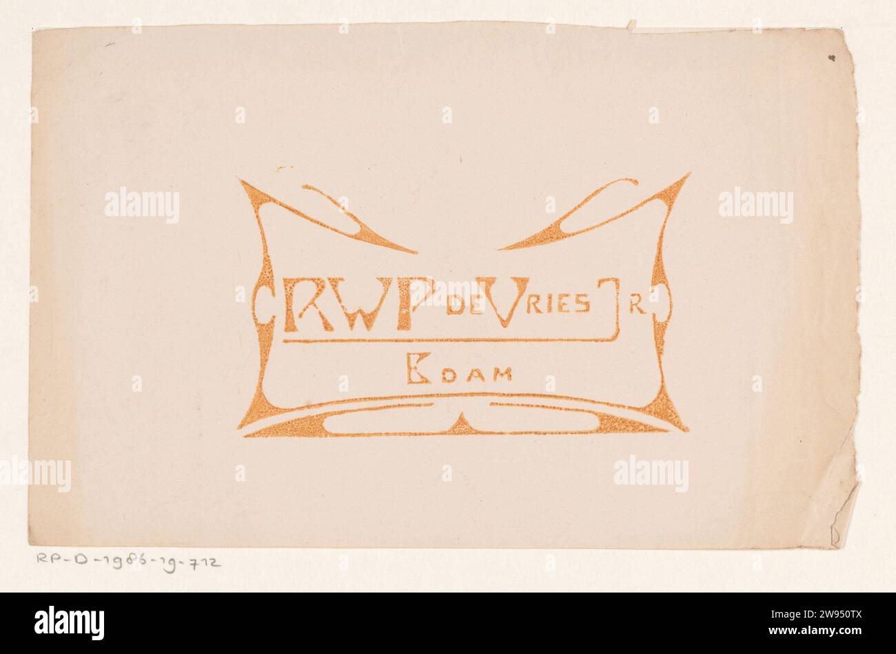 Vignette R.W.P. de Vries Jr. Edam, Reinier Willem Petrus de Vries (1874 ... Vignette R.W.P. de Vries Jr. Edam, Reinier Willem Petrus de Vries (1874 ...